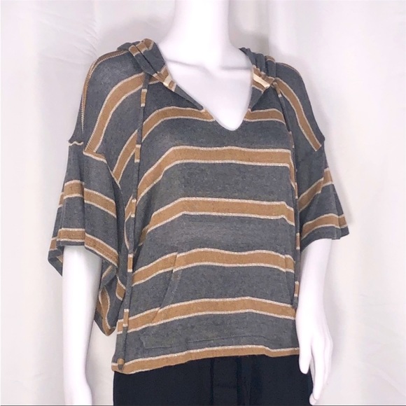 LA made | Sweaters | La Made Silver Gold Stripe Dolman Boxy Drawstring ...